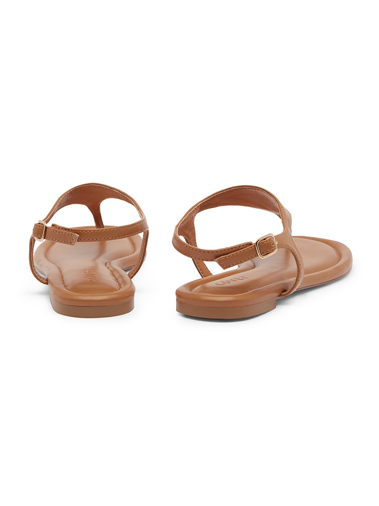 CAPRI Tan Flat Sandals | Thong Sandals | Resortwear – COVET SHOES