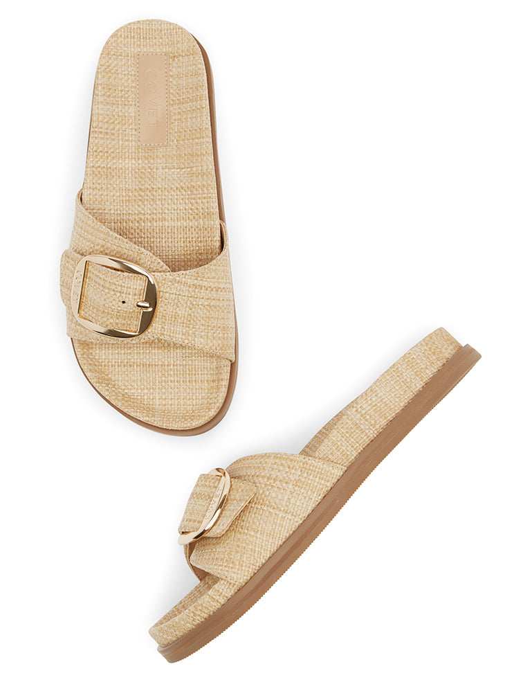 CAYO Woven Slide Sandals | Flat Sandals | Chunky Sandals – COVET SHOES