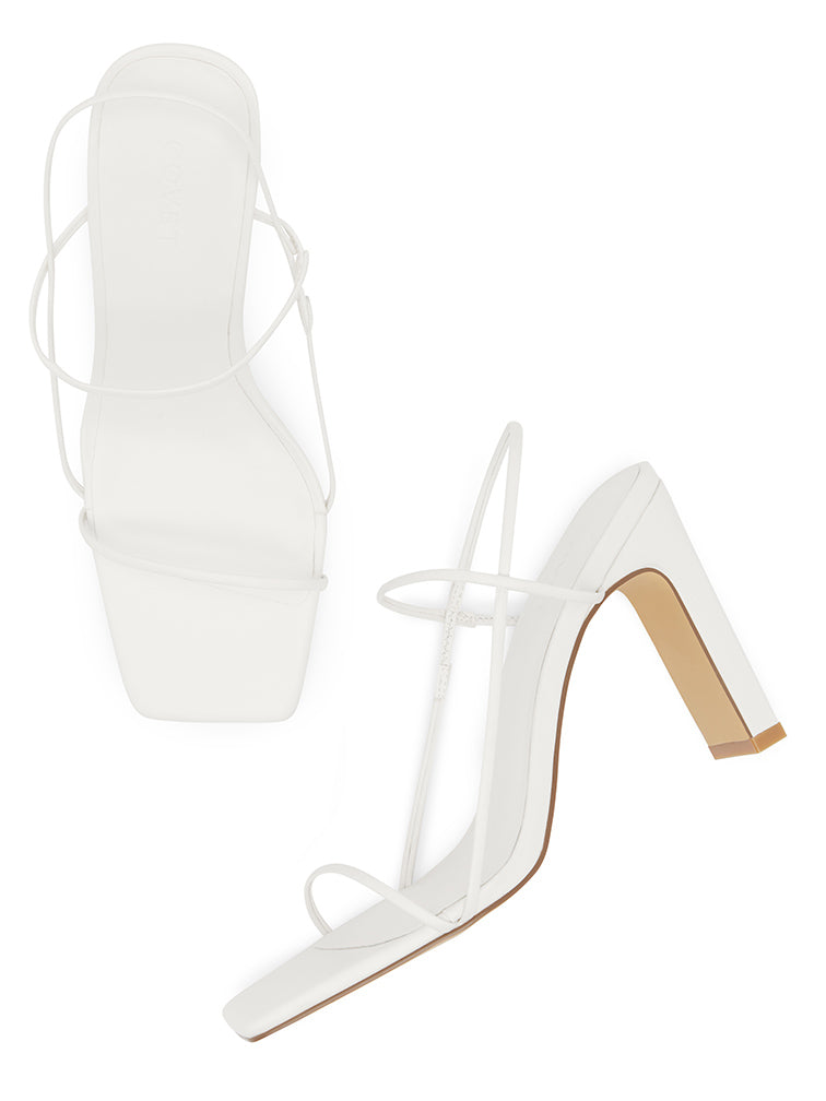 MADISON Off White Heels | Slim Block Heels – COVET SHOES
