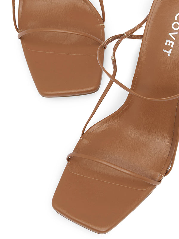 MADISON Tan Heels | Slim Block Heels – COVET SHOES