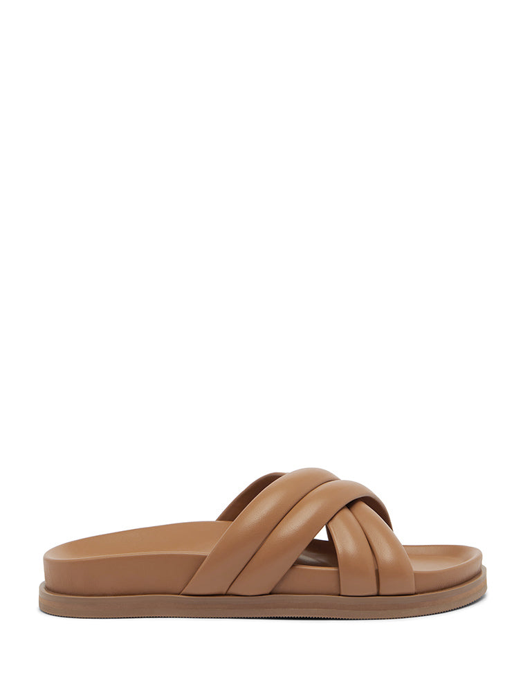 SOL Tan Slide Sandals | Flat Sandals | Chunky Sandals – COVET SHOES