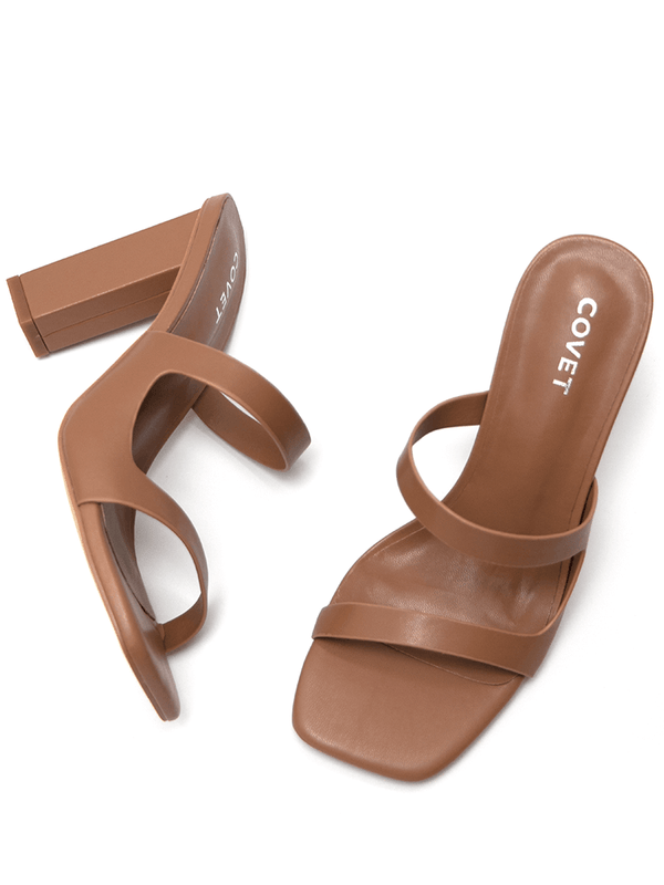 AMBER Tan Heels | Tan Block Heels – COVET SHOES